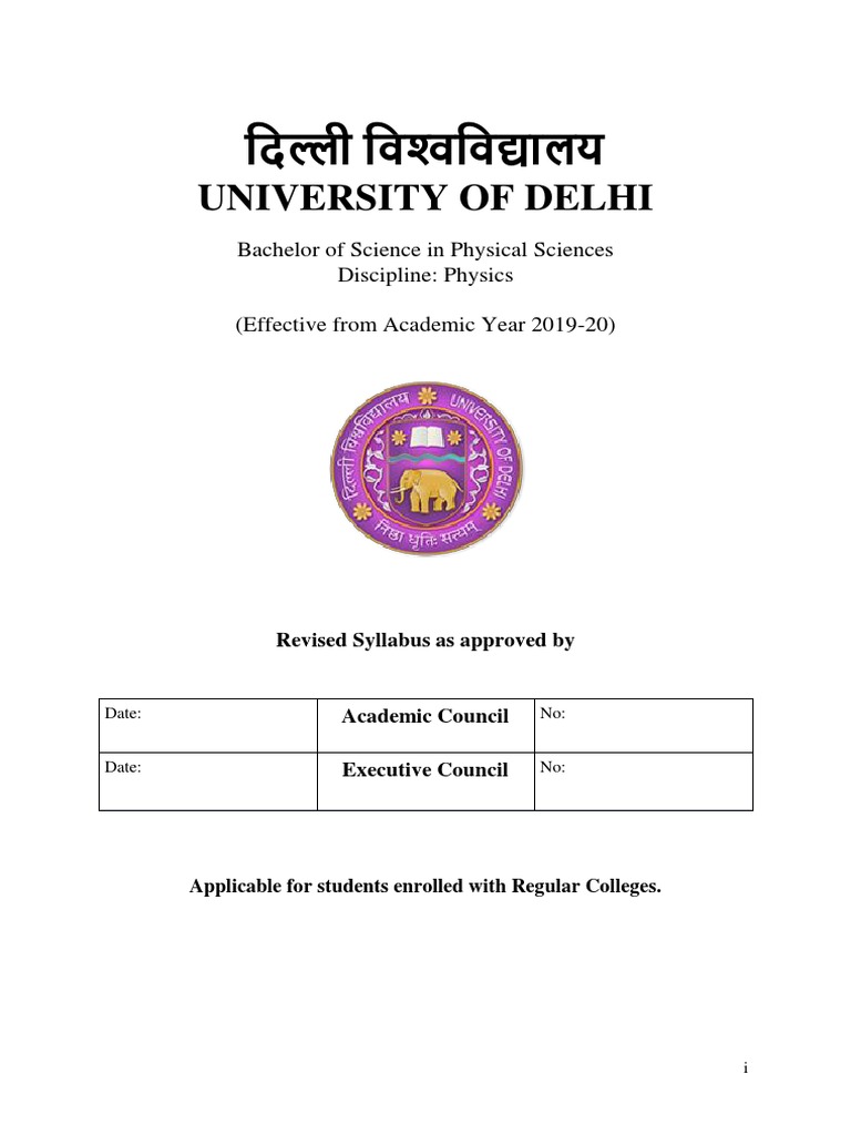 BSC Phys Sci Physics 2019july15 | PDF | Physics | Curriculum