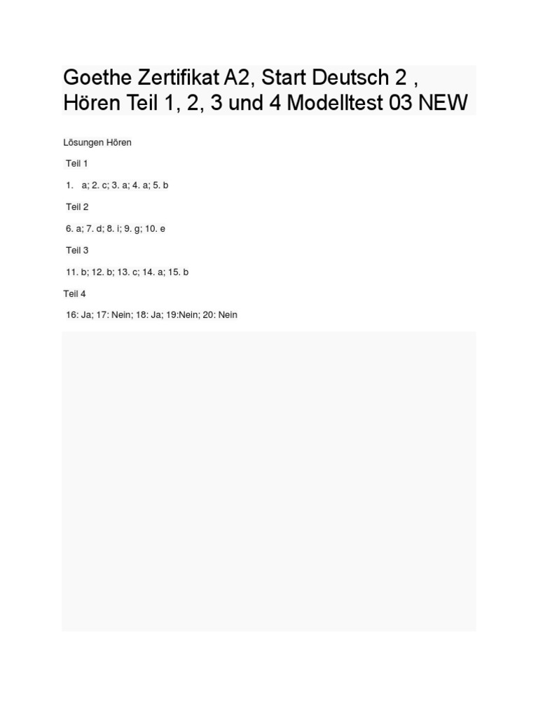 Losungen Goethe Zertifikat A2 Horen | PDF