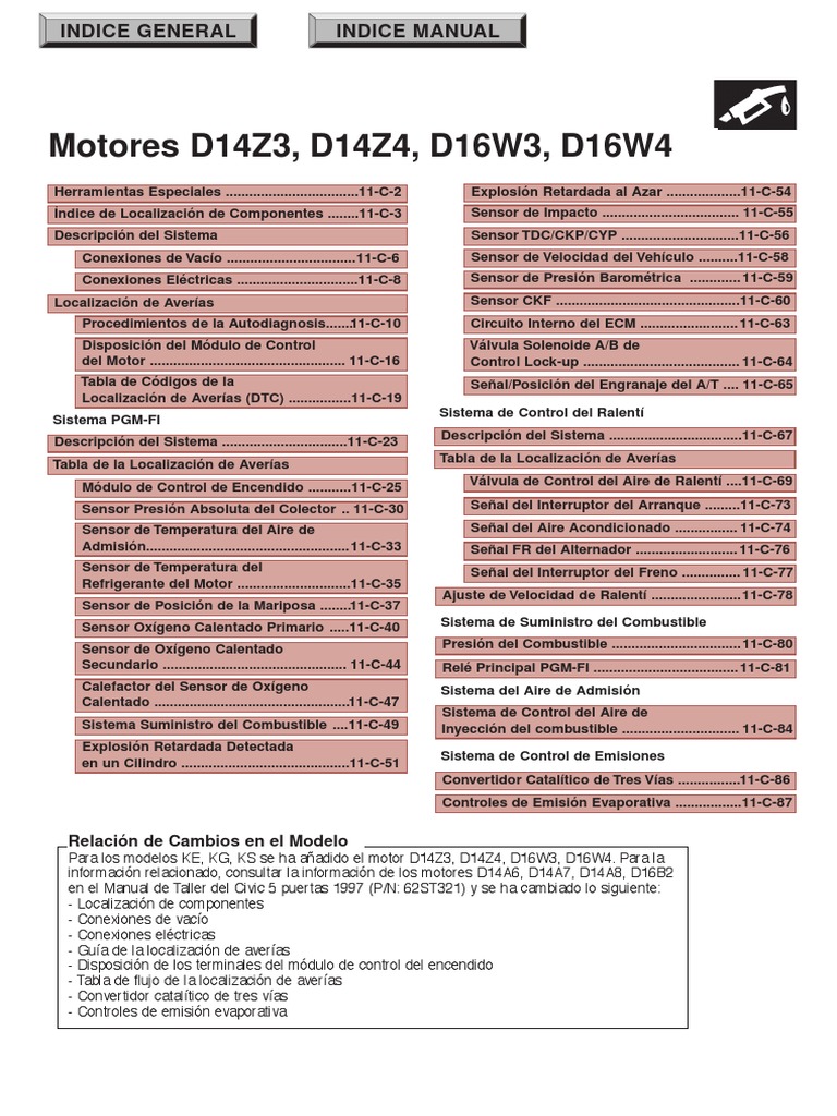Honda Civic Averias Motor d14z3, d14z4, d16w3, d16w4 | PDF | Máquinas ...