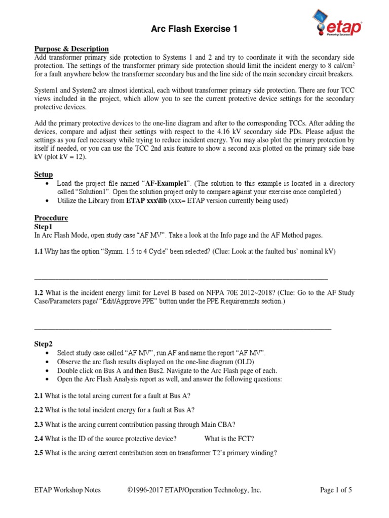 ArcFlash Example1 | PDF | Transformer | Fuse (Electrical)