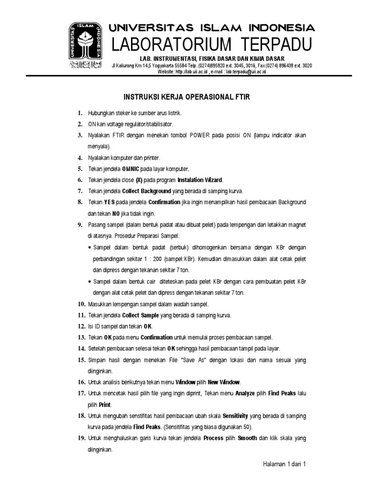 Prosedur Uji FTIR | PDF