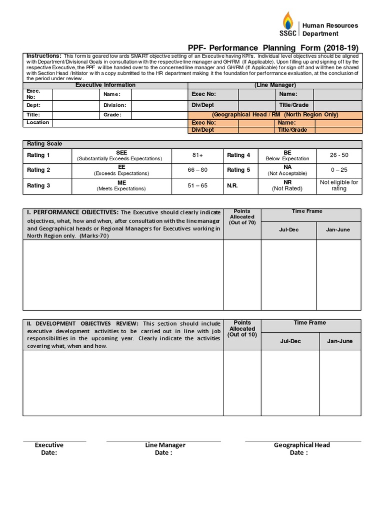 Executive Performance Planning Form 2018-19 | PDF | Applied Psychology ...