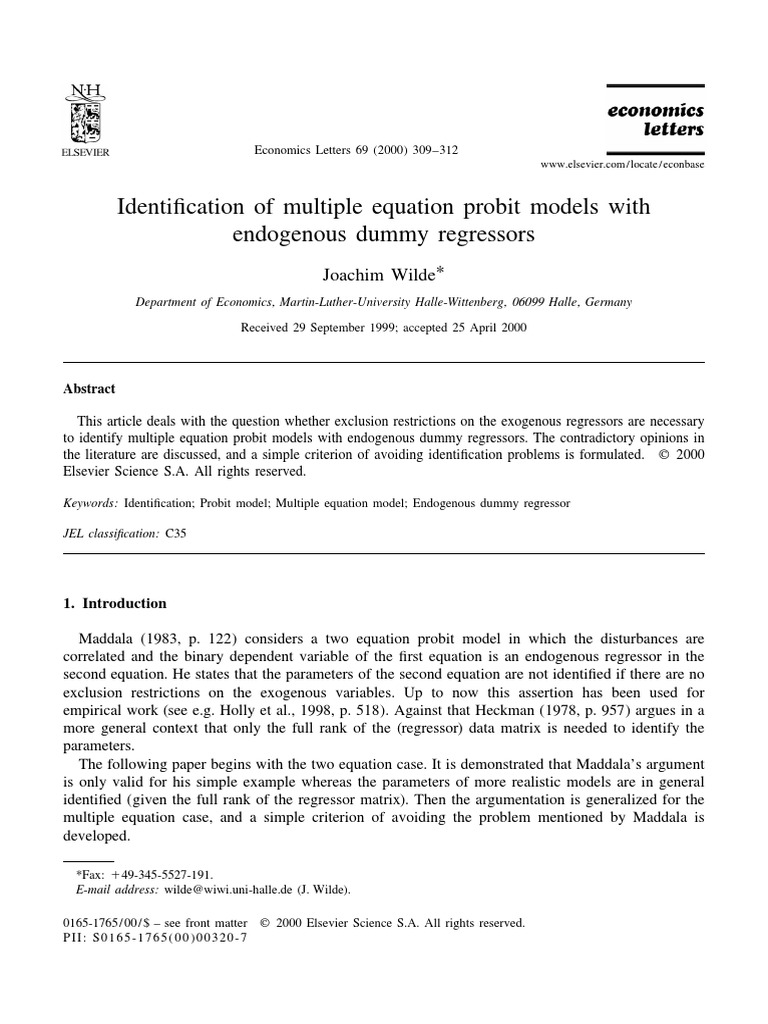 Wilde 2000 | PDF | Endogeneity (Econometrics) | Dependent And Independent Variables