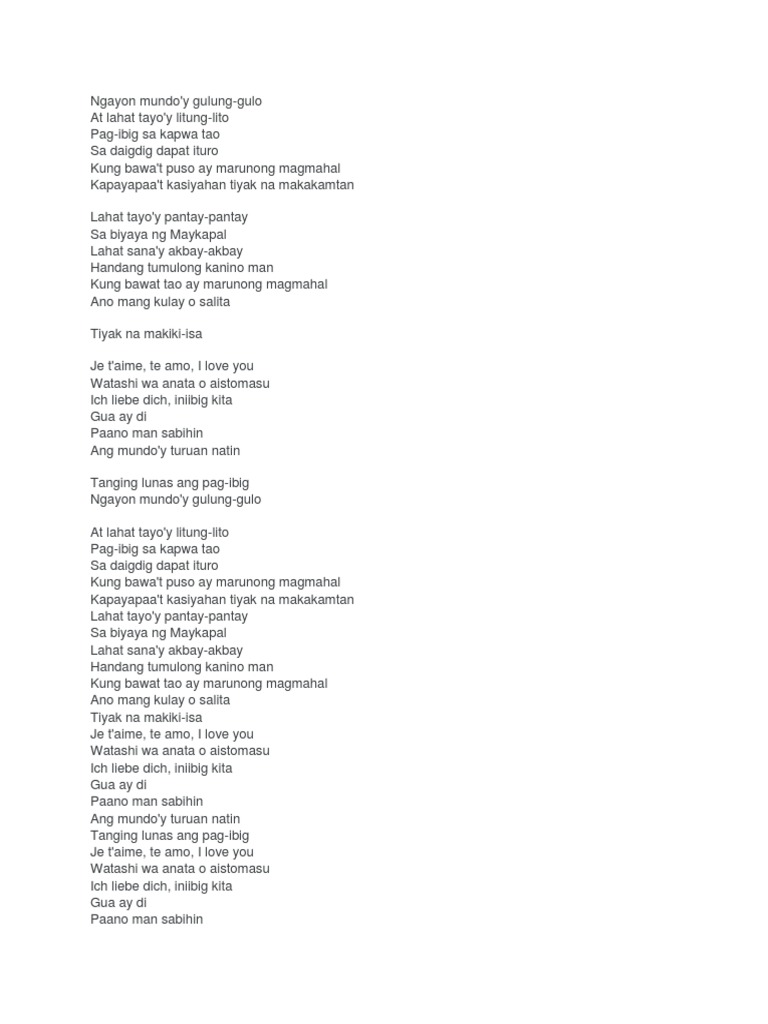 Isang Mundo Isang Awit | PDF