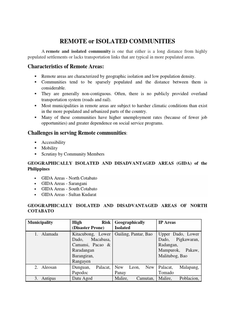 Remote or Isolated Communities | PDF