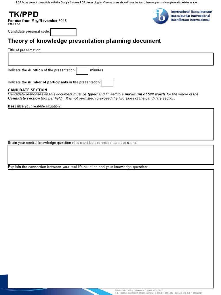 TK/PPD: Theory of Knowledge Presentation Planning Document | PDF