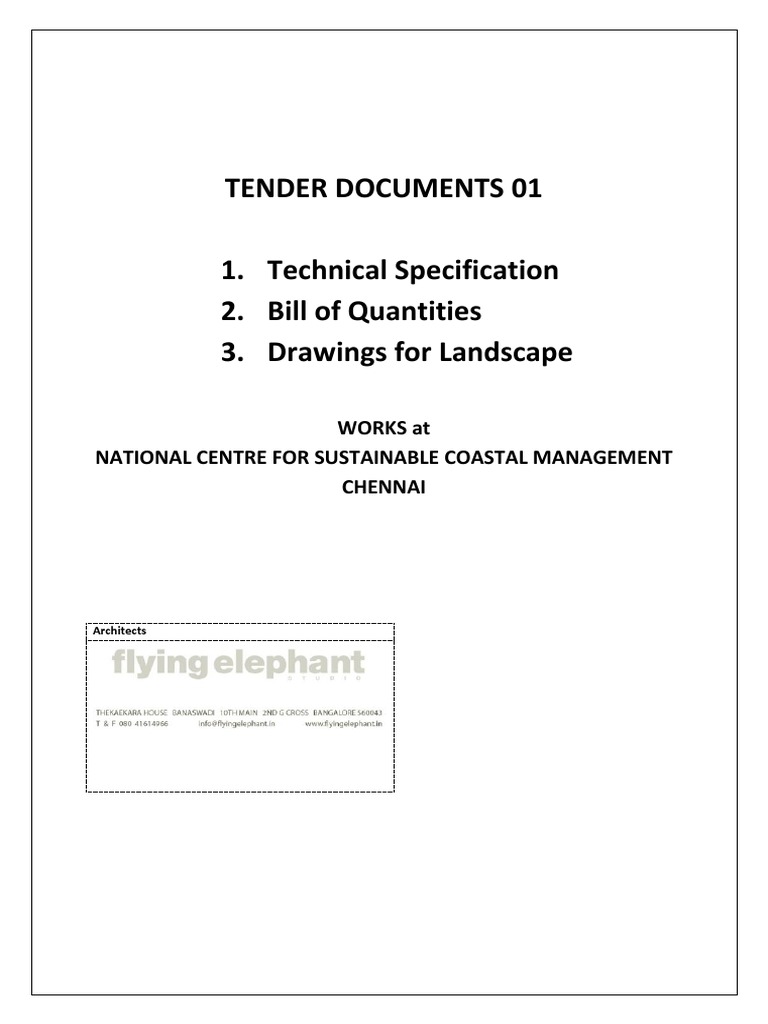 Tender Documents 01 1. Technical Specification 2. Bill of Quantities 3 ...