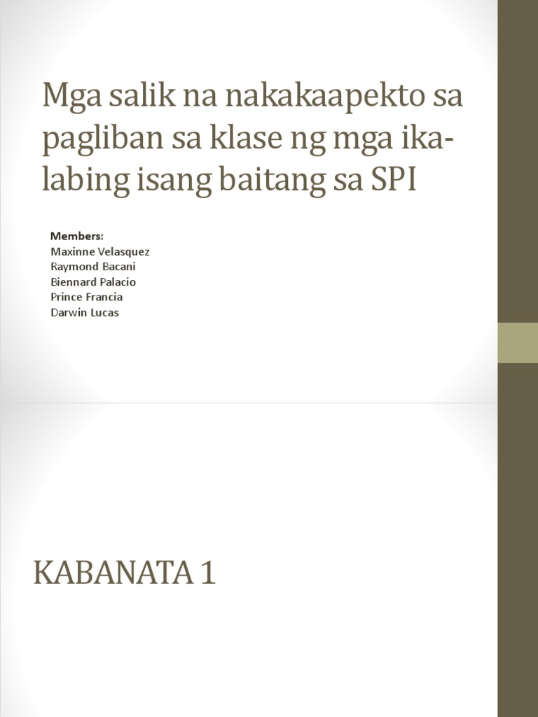 Mga Salik Na Nakakaapekto Sa Pagliban Sa Klase | PDF