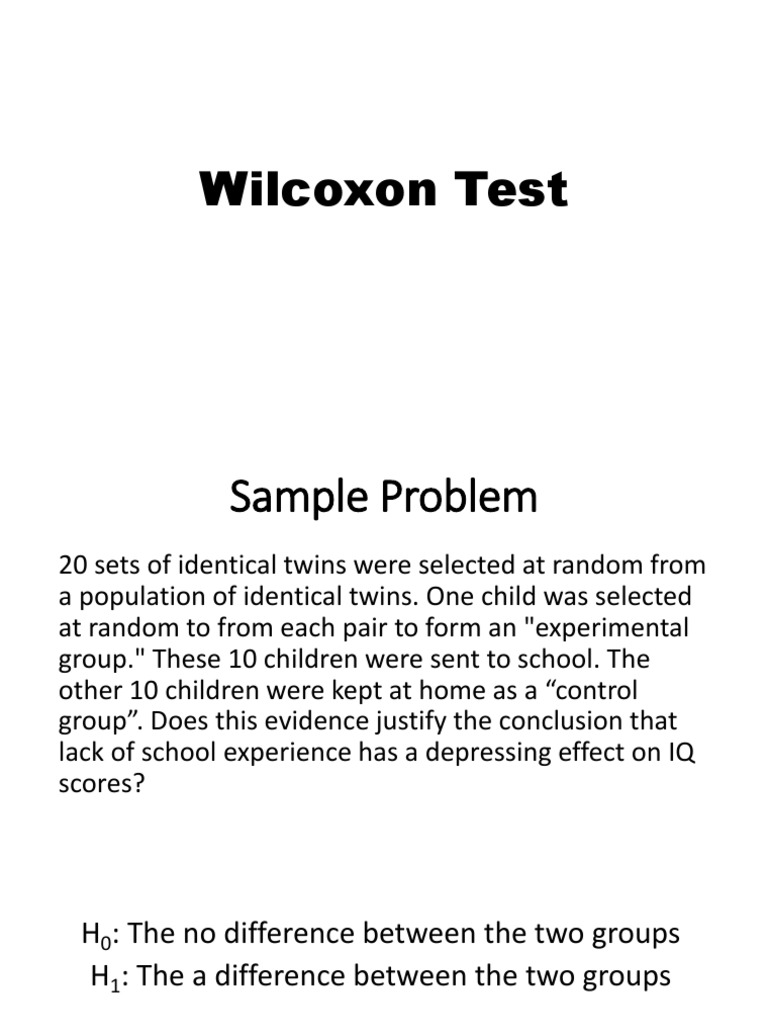 Wilcoxon Test Sample Problem | PDF | Scientific Control | Intelligence ...