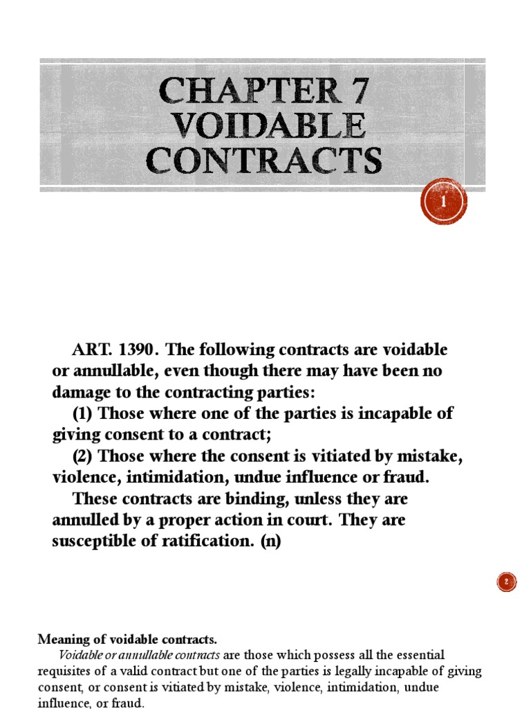 Understanding Voidable Contracts | PDF | Annulment | Virtue
