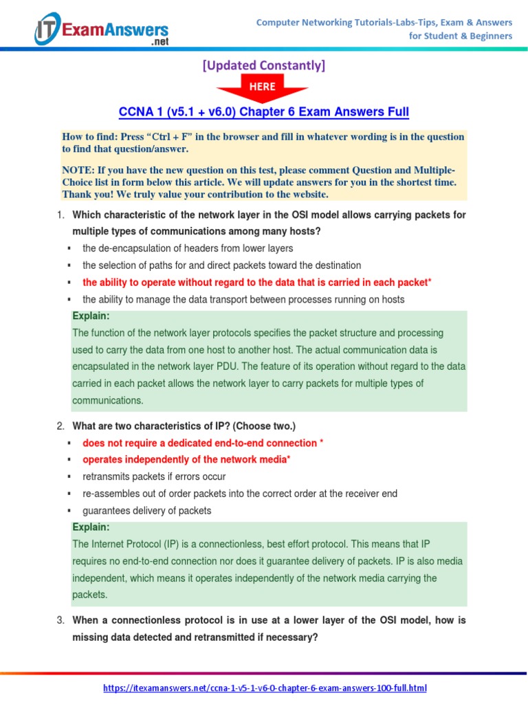 (Updated Constantly) : CCNA 1 (v5.1 + v6.0) Chapter 6 Exam Answers Full ...