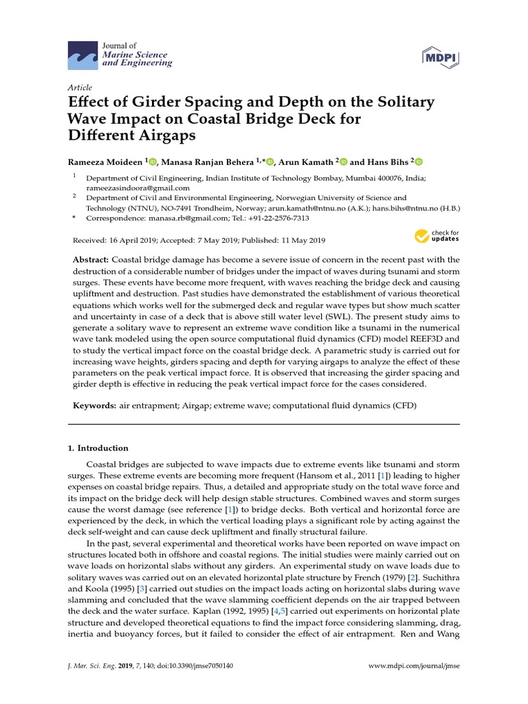 Effect of Girder Spacing and Depth On The Solitary | PDF | Turbulence ...