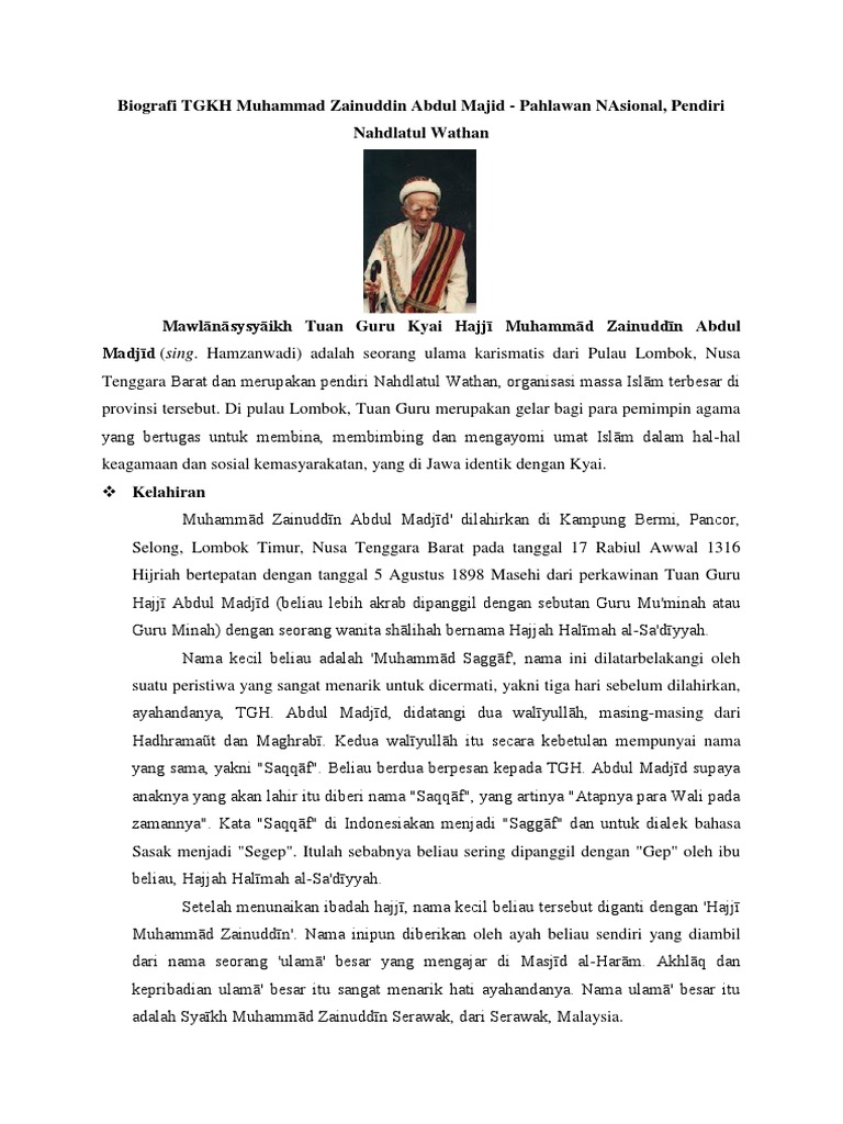 Biografi TGKH Muhammad Zainuddin Abdul Majid | PDF