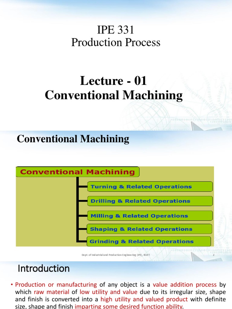 IPE 331 L01 Introduction | PDF | Machining | Economic Sectors