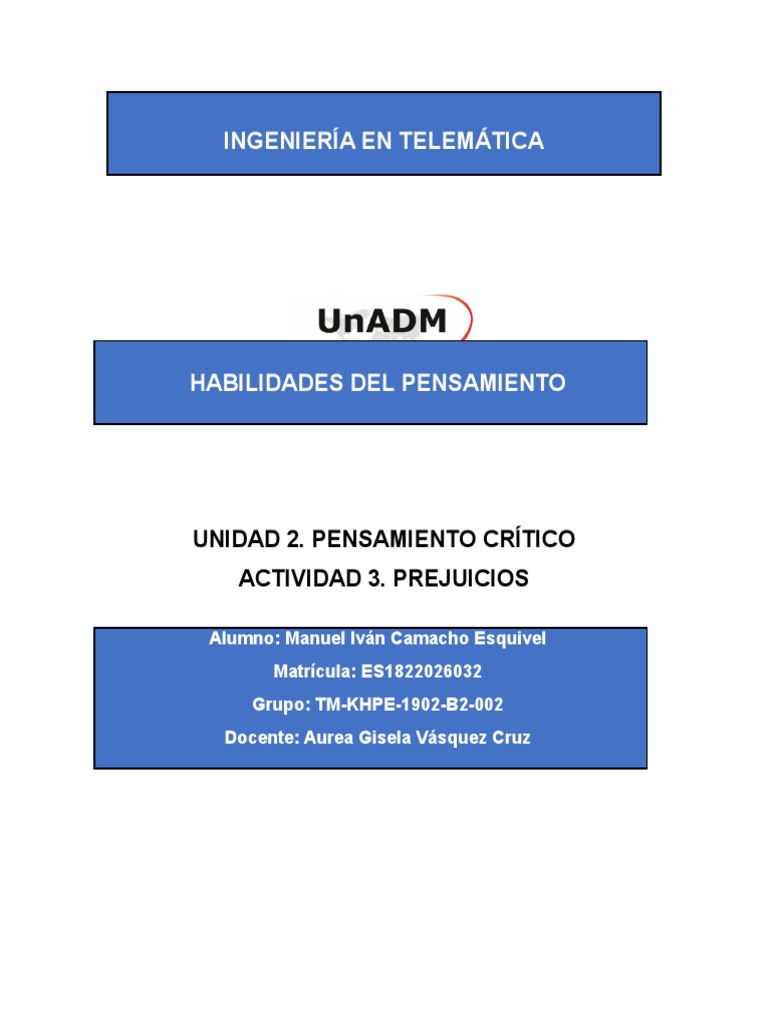 Khpe U2 A3 Mace | PDF | Prejuicios | Pensamiento crítico