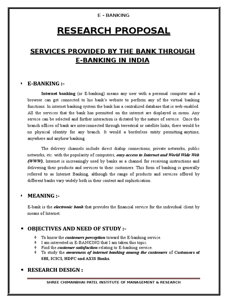 Research Proposal | PDF | Online Banking | Banks & Banking