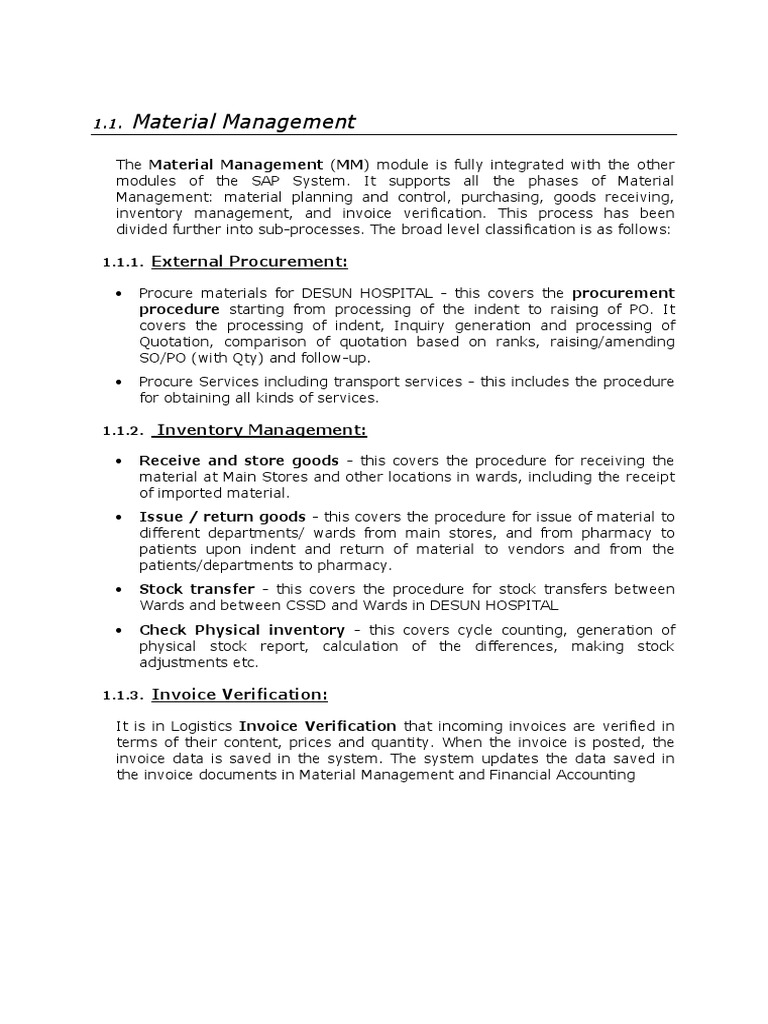 Material Management: External Procurement | PDF