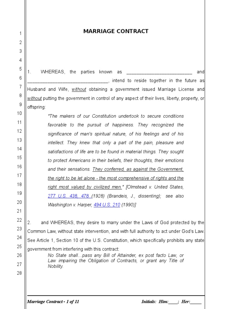 Marriage Contract: 277 U.S. 438, 478 494 U.S. 210 | Thirteenth ...