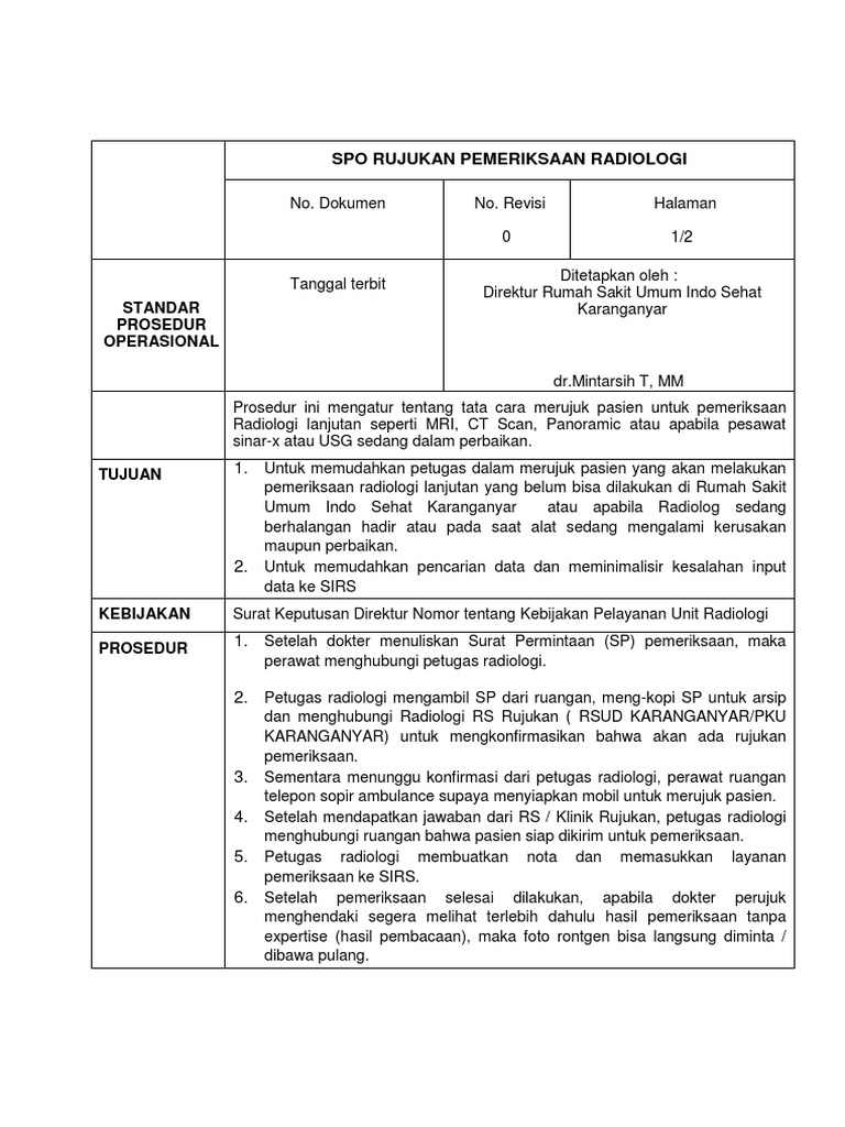 Rujukan Pemeriksaan Radiologi | PDF | Teknologi & Rekayasa