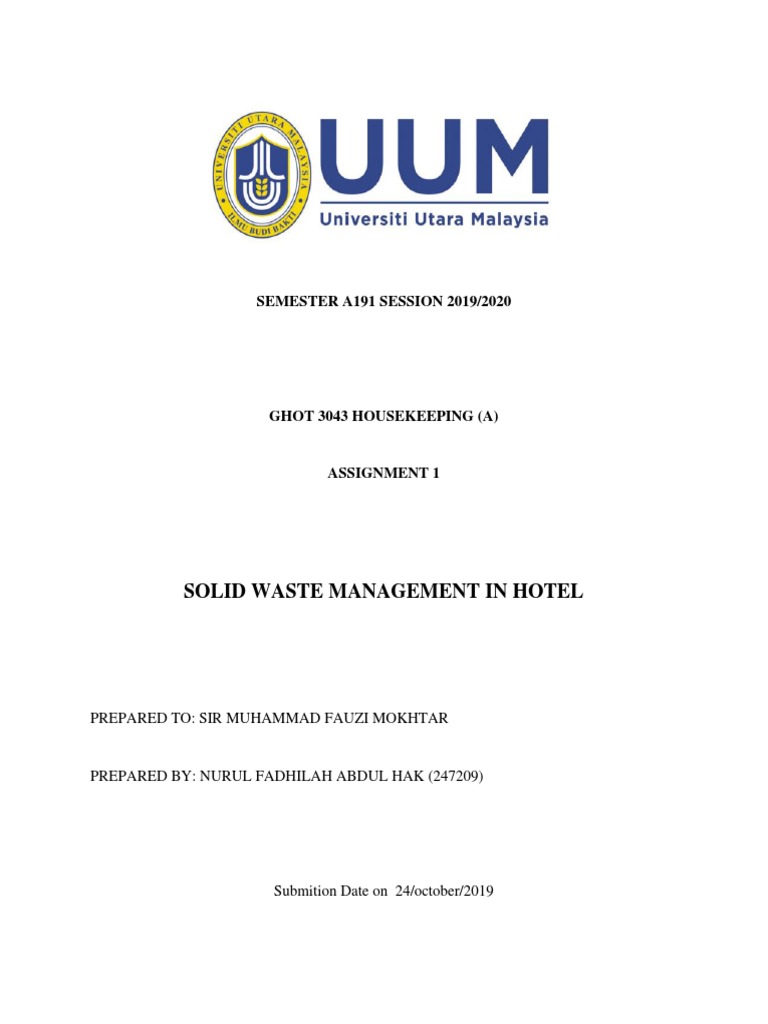 HK Assignment 1 | PDF | Waste Management | Waste