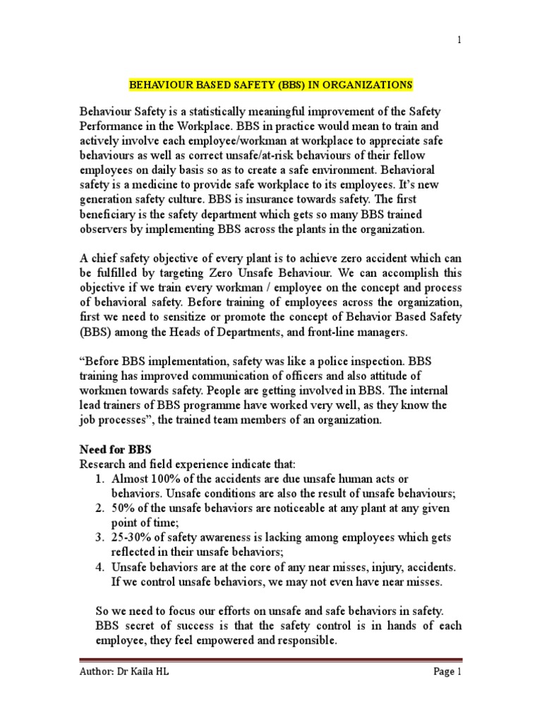 6 BBS Reading Material by DR HL Kaila | PDF | Safety | Behavior