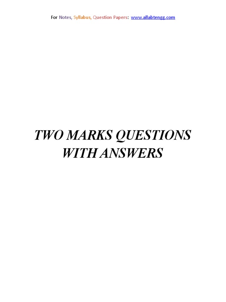 2 Marks Question & Answers | PDF