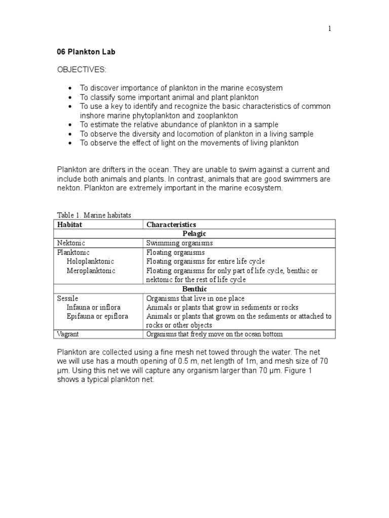 Lab 06 Plankton | PDF | Plankton | Aquatic Ecology