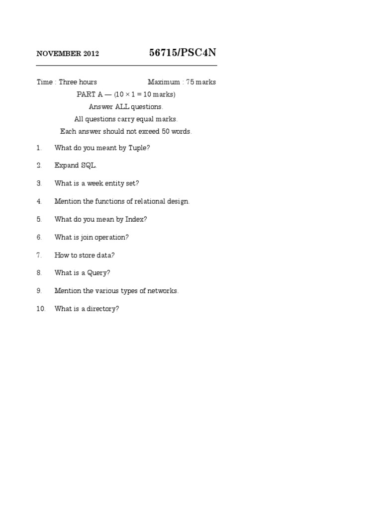 Dbms Question Paper | PDF | Relational Model | Databases Dbms Question Paper | PDF | Relational Model | Databases
