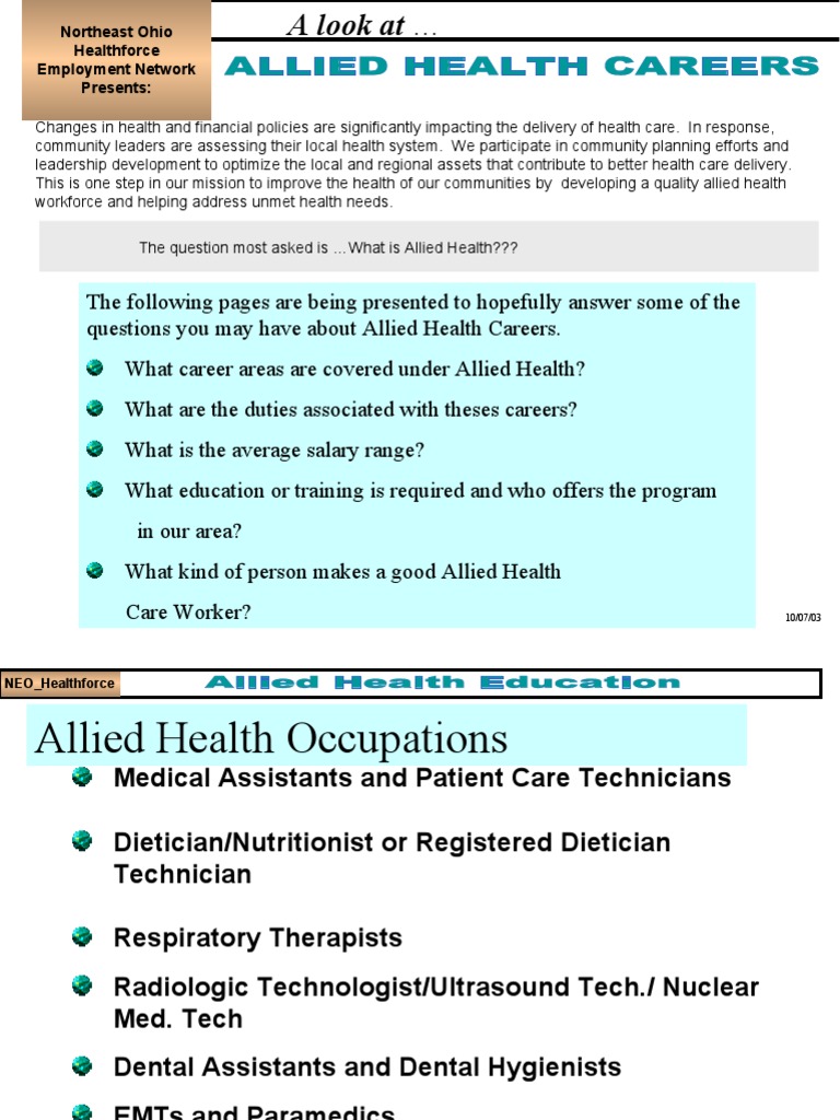 Allied Health and Diagnostic | PDF | Dietitian | Medical Imaging