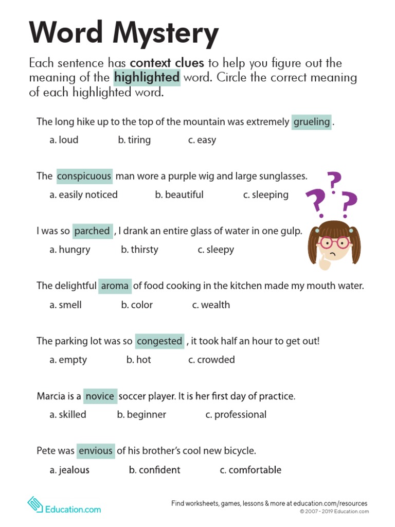 Context Clues Word Mystery Third PDF | PDF