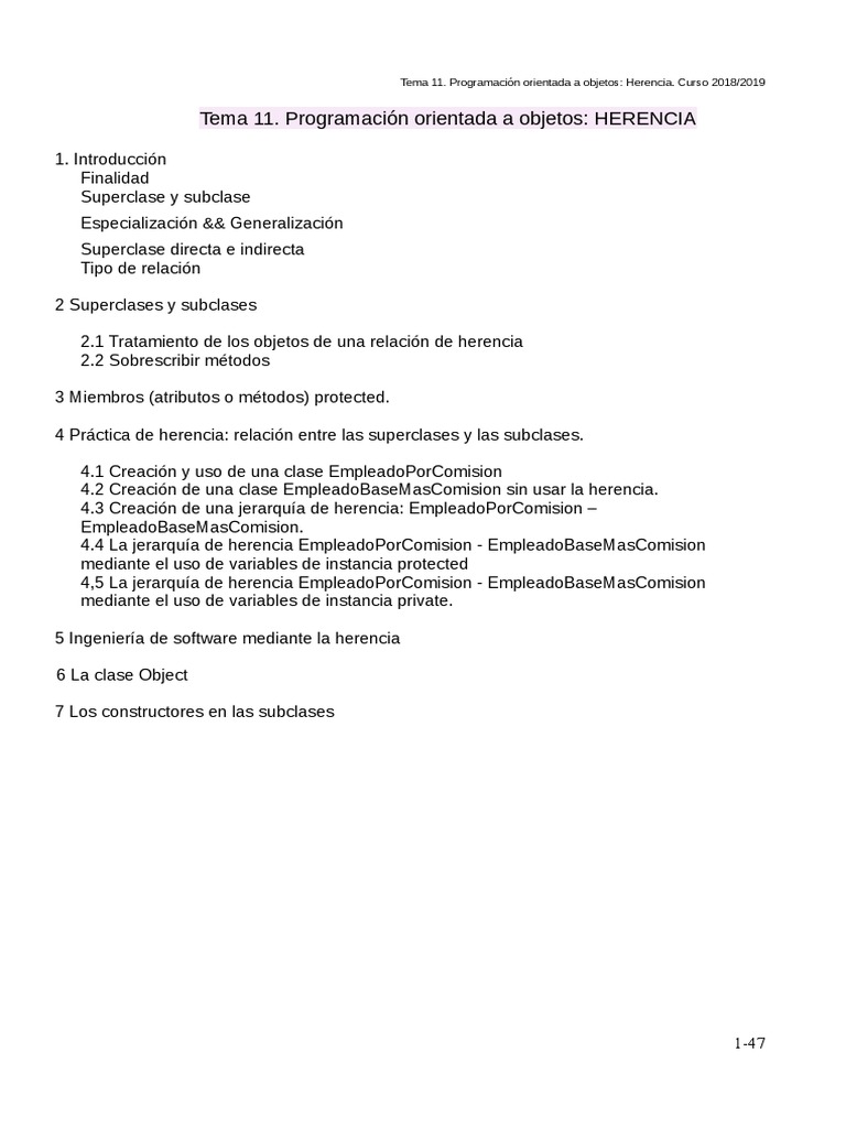 Herencia en Programación Orientada a Objetos | PDF | Herencia ...