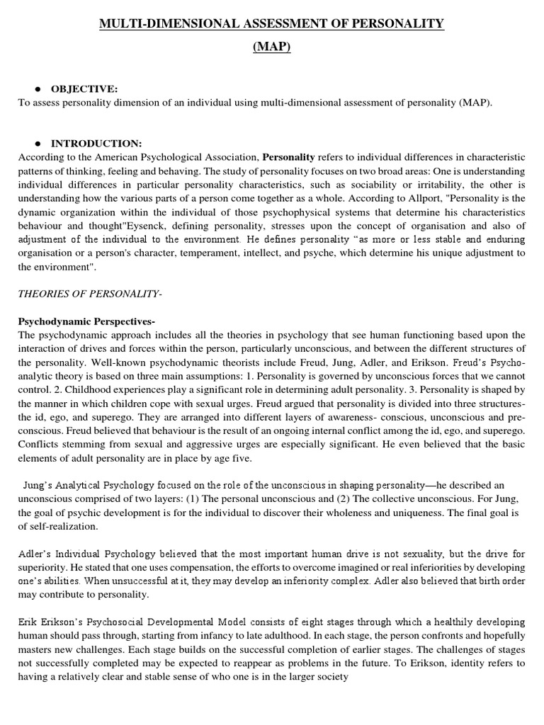 Multi-Dimensional Assessment of Personality (MAP) | PDF | Extraversion ...