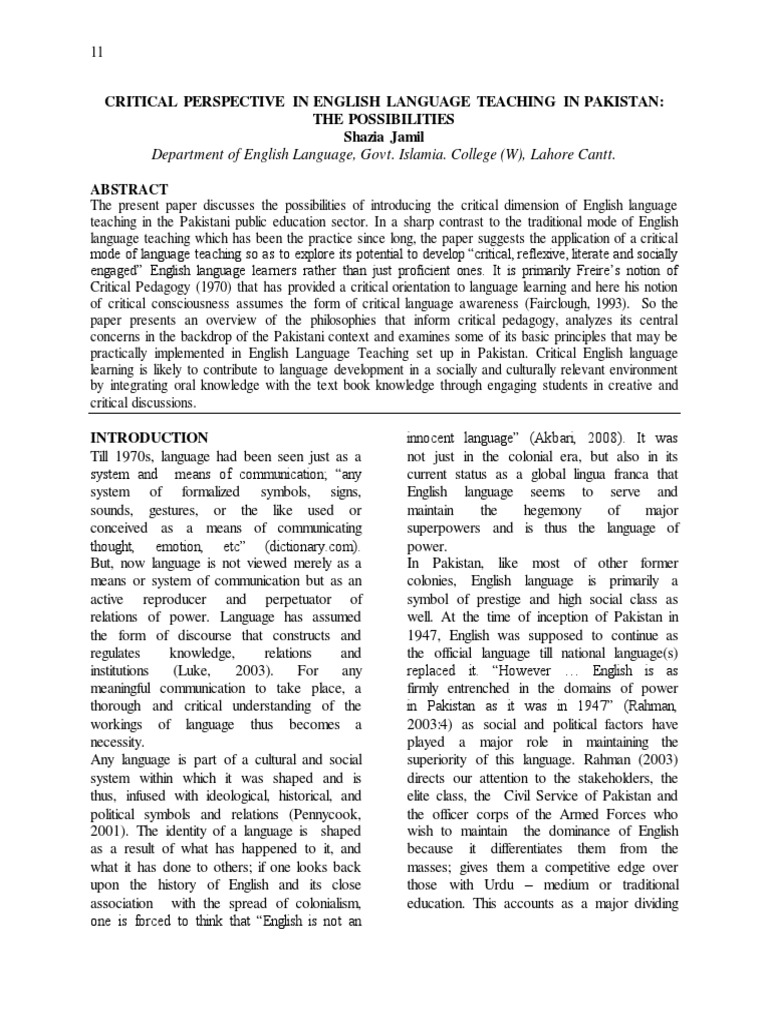 2 - Critical Perspectives in English PDF | PDF | Pedagogy | Learning