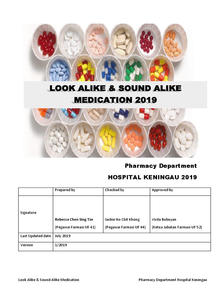 Look Alike & Sound Alike Medication 2019: Pharmacy Department Hospital ...