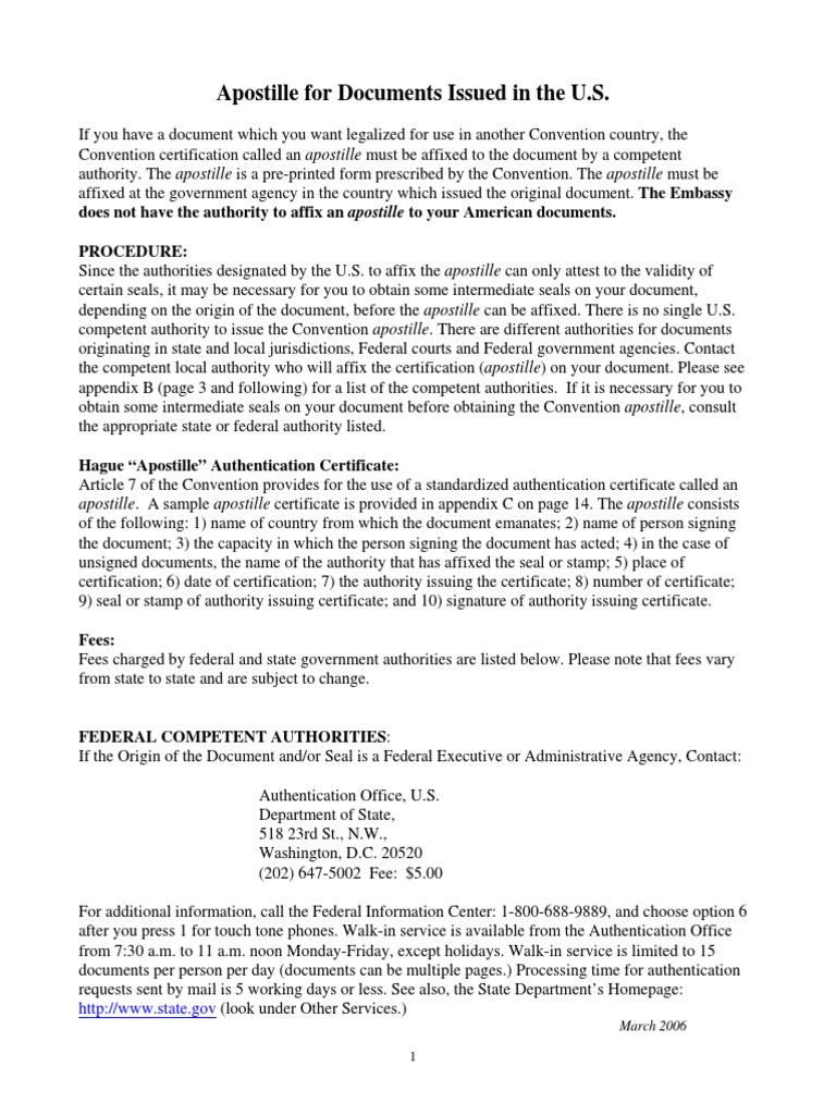 Apostille For Documents Issued in The U.S | PDF | Notary Public | New ...