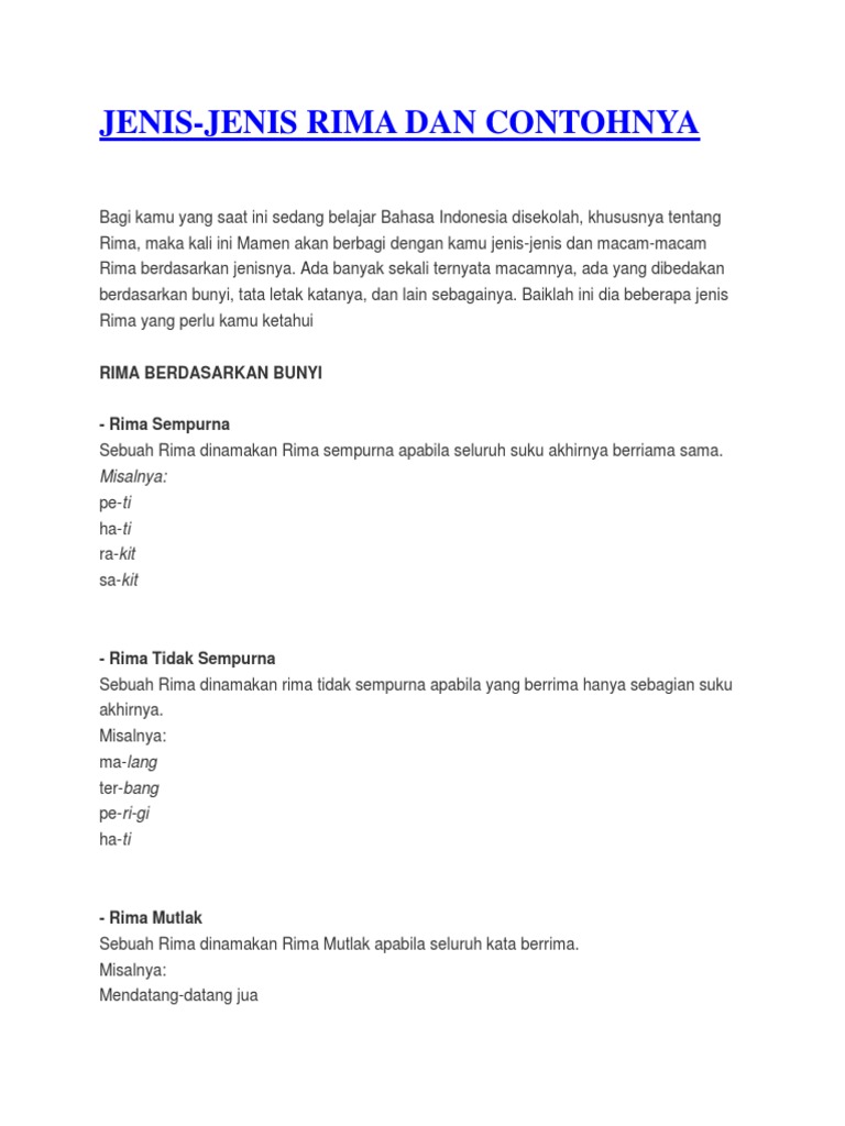 Jenis Rima | PDF