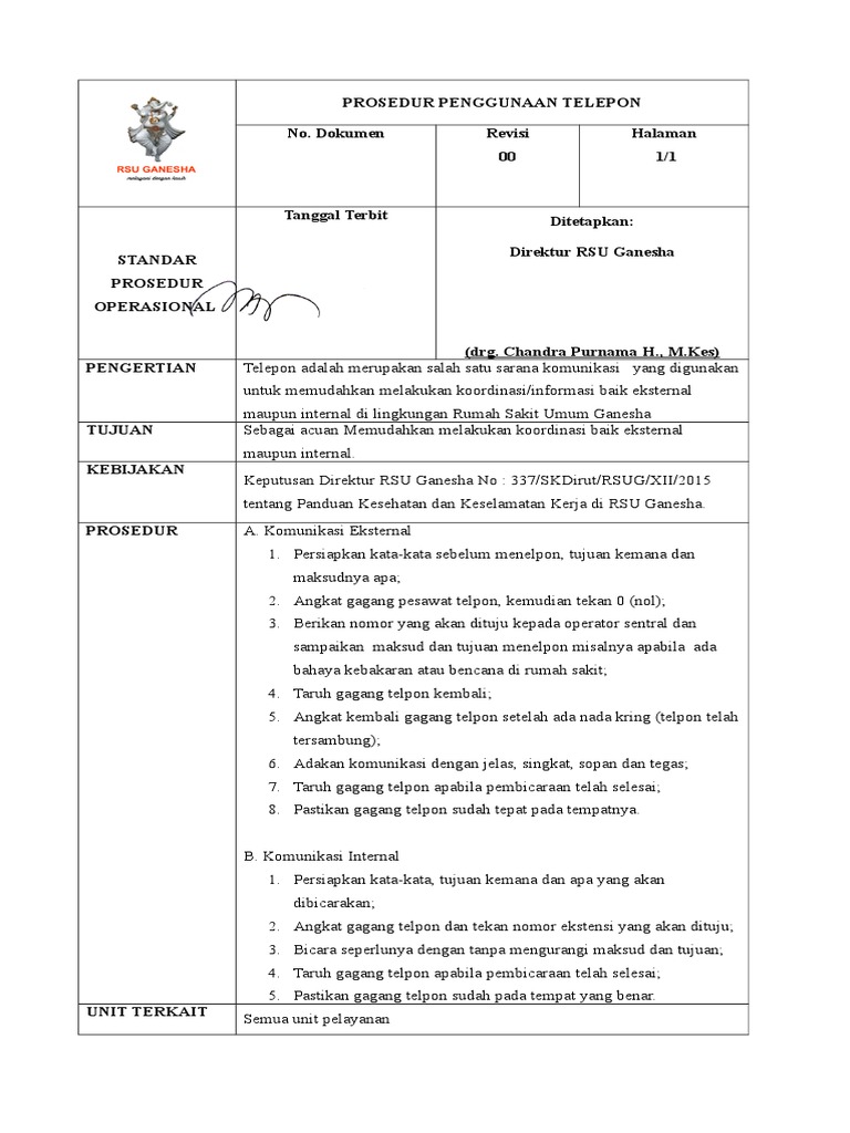 Protap Penggunaan Telpon | PDF