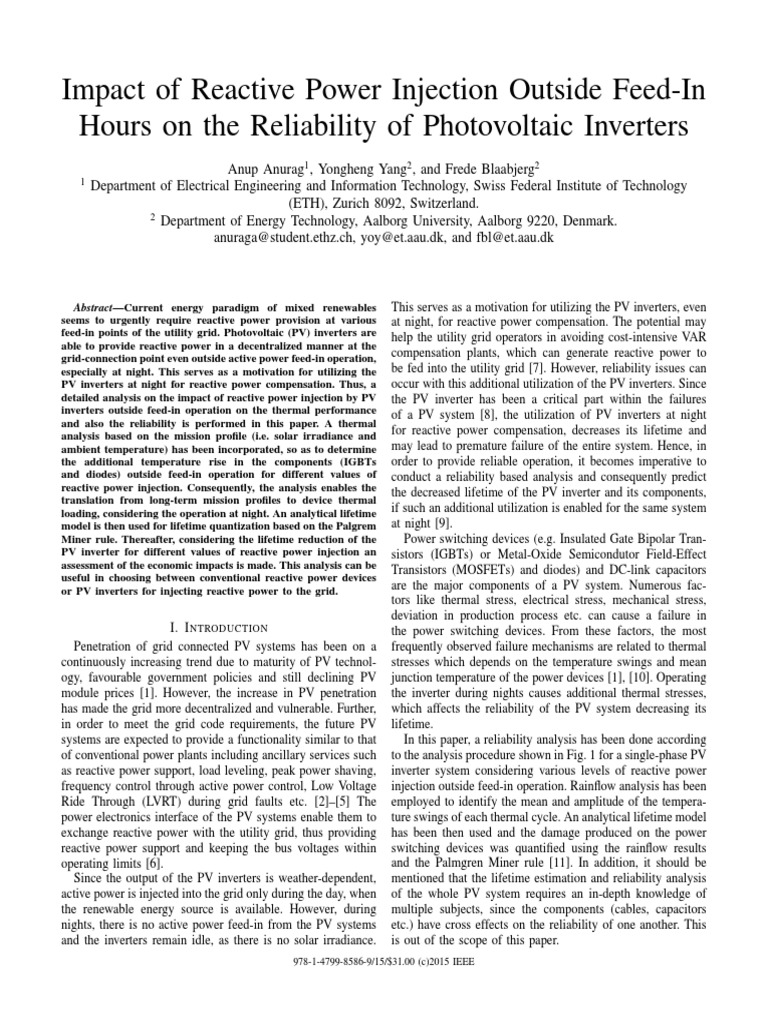 Impact of Reactive Power Injection Outside Feed-In Hours On The ...