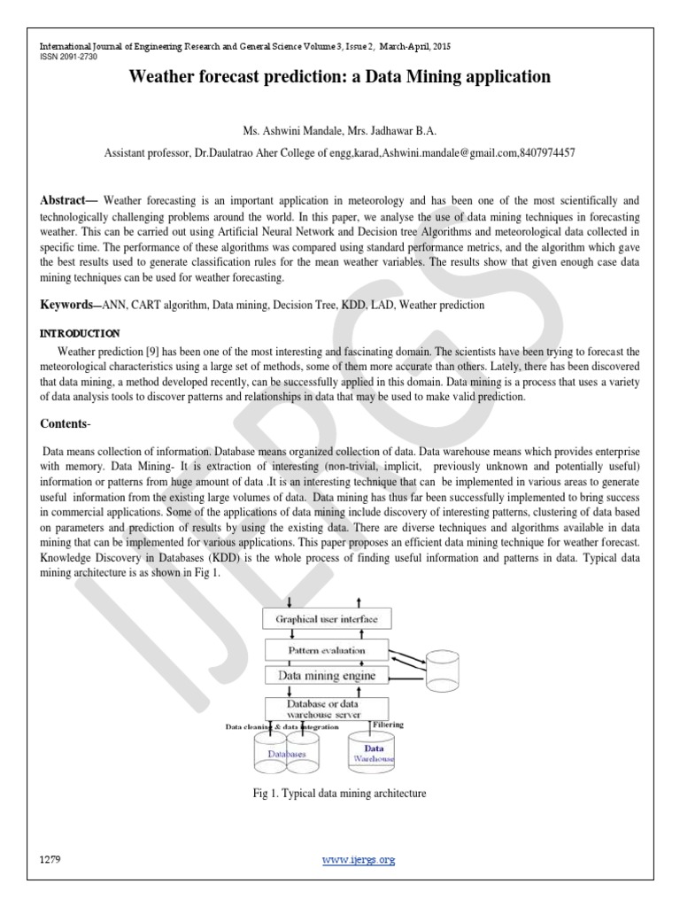 Weather Forecast Prediction: A Data Mining Application: Abstract | PDF ...