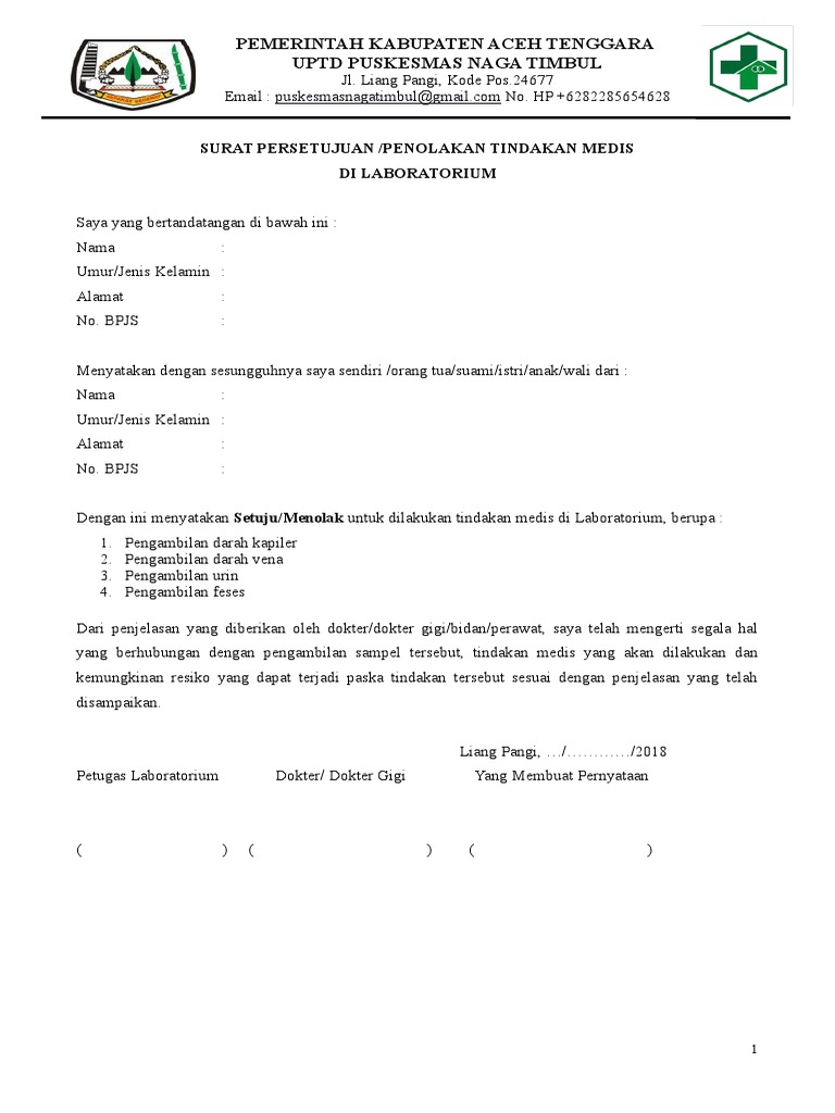 Surat Persetujuan Tindakan Medis | PDF