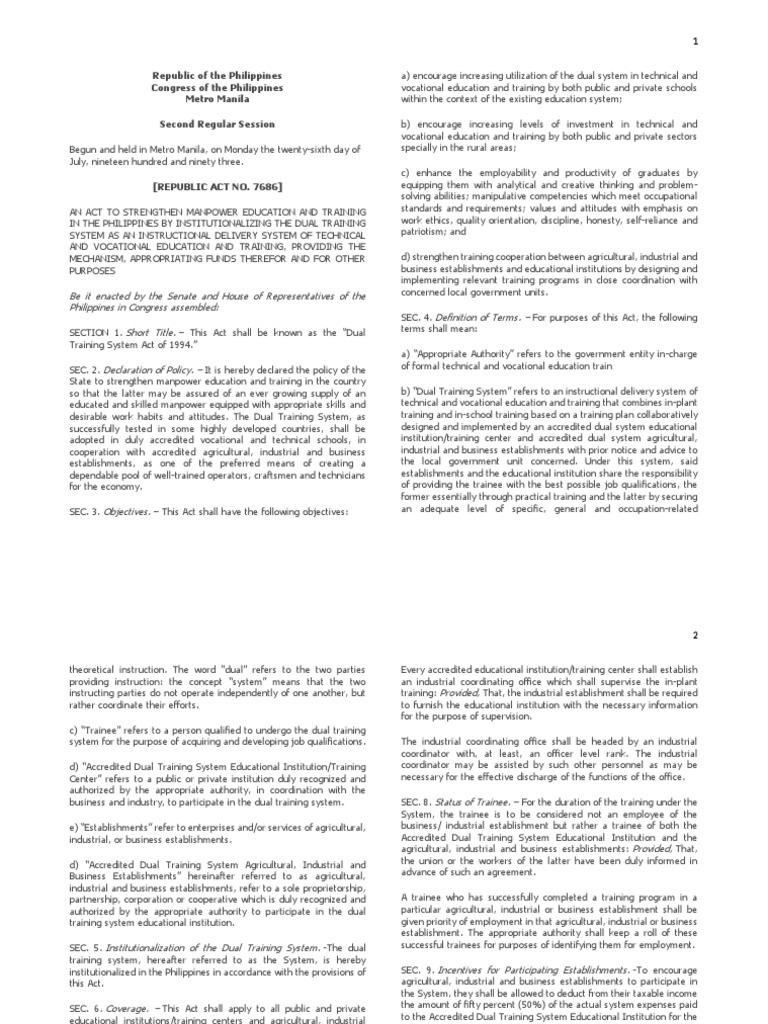 Republic of The Philippines 7686 Summary | PDF | Insurance | Vocational ...