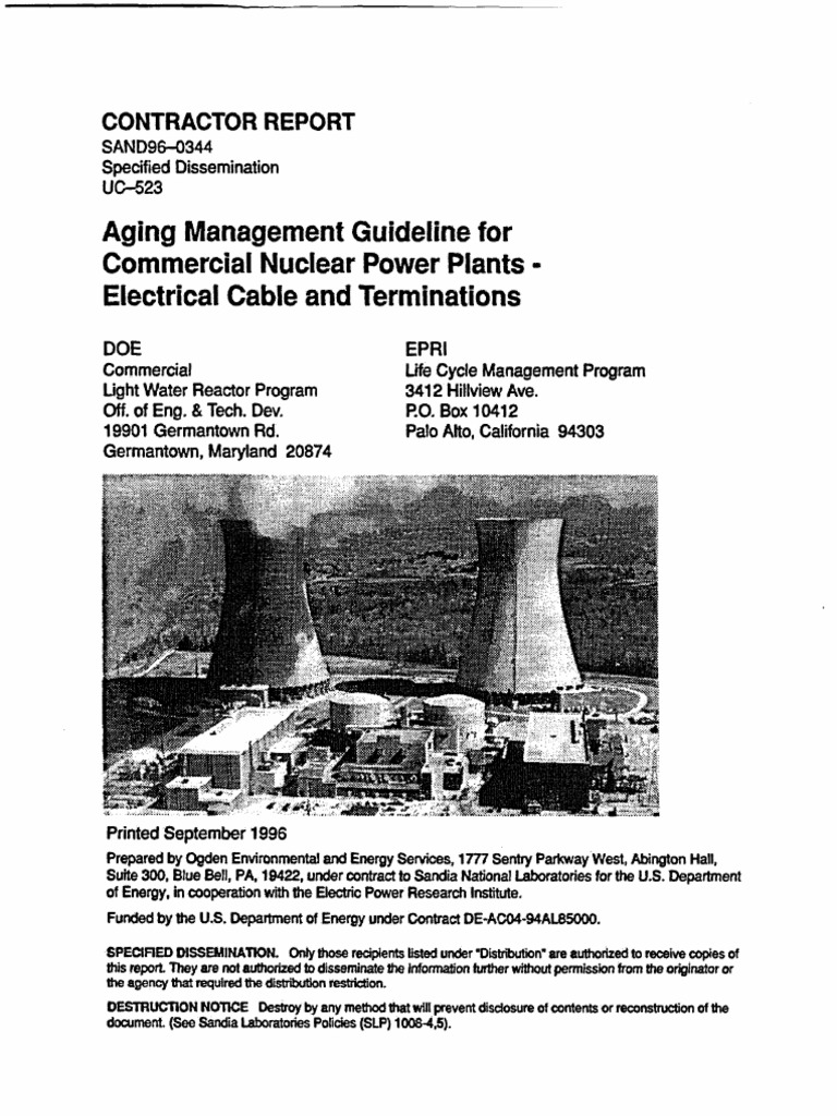 Aging Management Guideline For Cable and Terminations | PDF | United ...