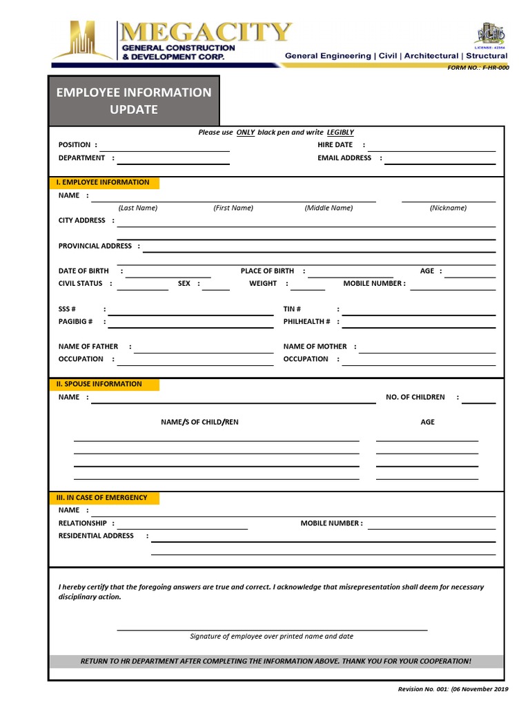 Employee Information Update | PDF