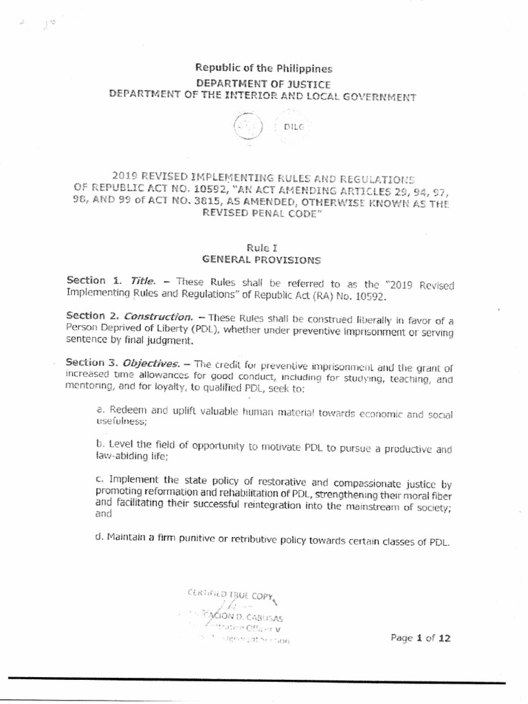 2019 Revised IRR RA No.10592 | PDF