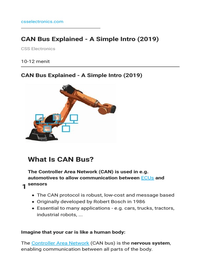 CAN Bus Explained - A Simple Intro (2019) | PDF | Digital Technology | Computer Data