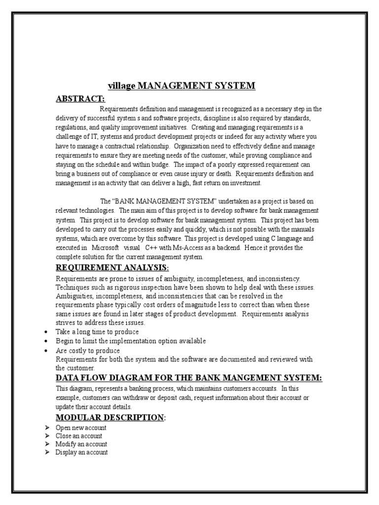 Village Management System: Abstract | PDF | Modular Programming ...
