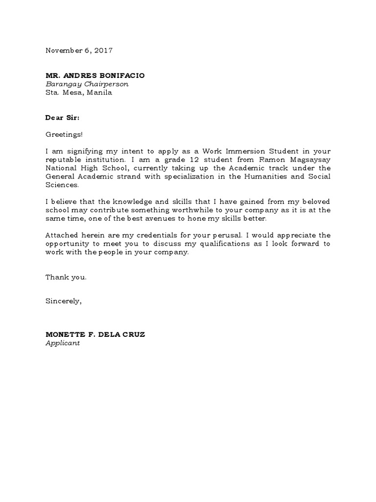 Application Letter Template | PDF