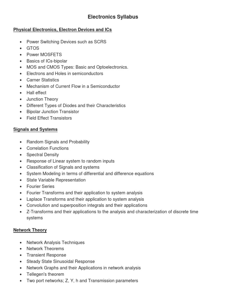 Electronics Engineering Curriculum | PDF | Microwave | Amplifier