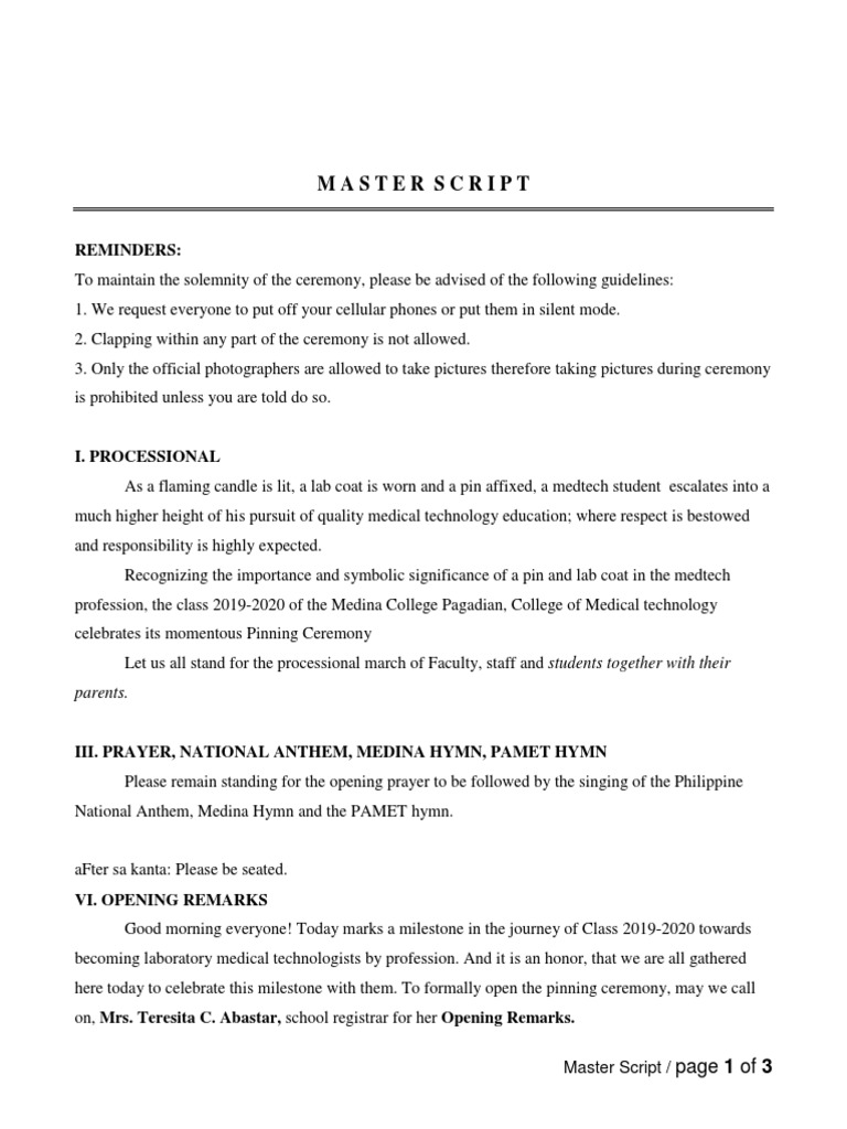 Master Script: Reminders | PDF