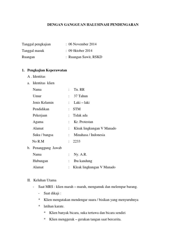 Askep Halusinasi Pendengaran | PDF